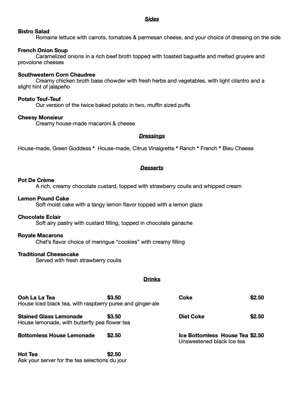 Menu - Kickapoo Tearoom and Boutique