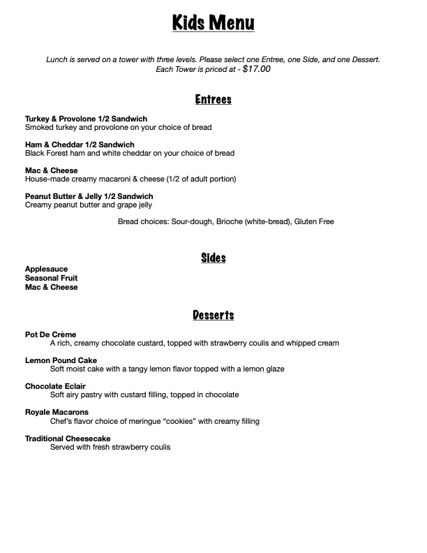 Menu - Kickapoo Tearoom and Boutique