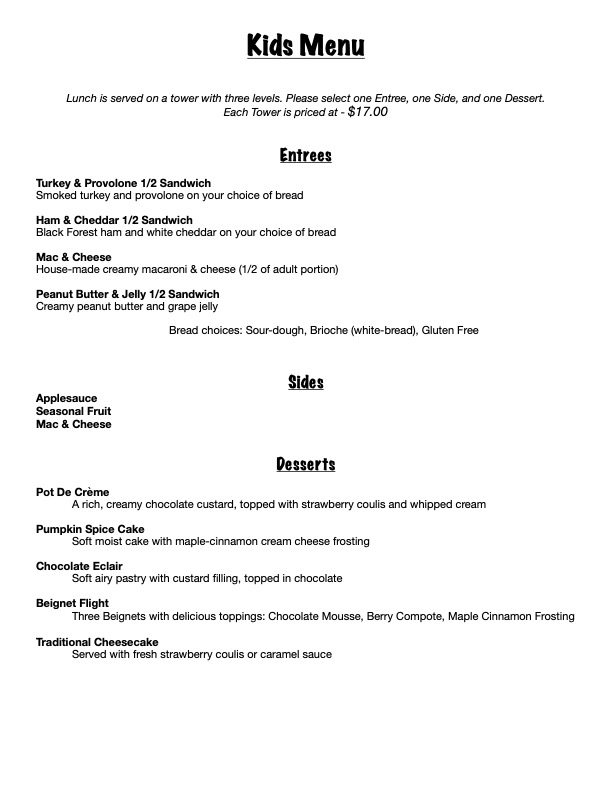 Menu - Kickapoo Tearoom and Boutique